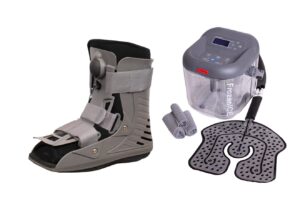 brace direct full shell walker boot (med) + frozen ice cold therapy machine- boot for toe, foot or ankle injury, fractures, sprains and cold circulating therapy unit