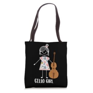 cello girl - orchestra classical music cellist tote bag