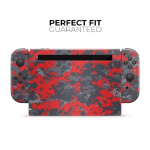 Design Skinz - Compatible with Nintendo Switch OLED Console Bundle - Skin Decal Protective Scratch-Resistant Removable Vinyl Wrap Cover - Red and Gray Digital Camouflage