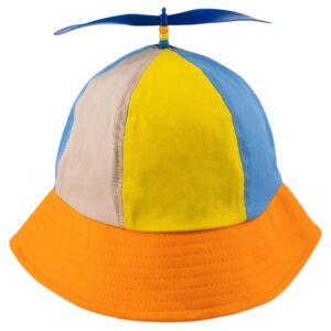 framendino, cute detachable propeller bucket hat baseball cap helicopter fisherman hats rainbow color orange