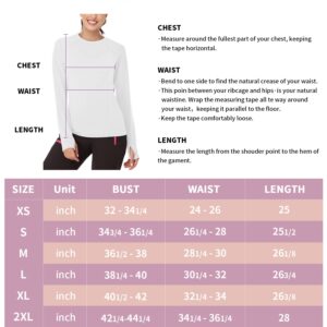 Women White Long Sleeve Thermal Shirt Running Shirt Workout Tops Moisture Wicking Athletic Shirts with Thumb Holes（White,Medium)