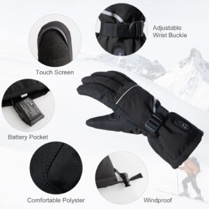 Heated Gloves,7.4V 2200MAH Electric Rechargeable Battery Motorcycle Gloves for Men Women, Warm Insulated Mitten Glove for Winter Cycling Riding Hunting Fishing Hand Warmer