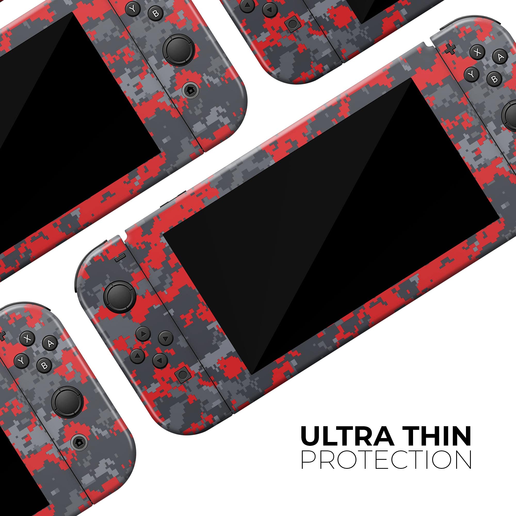 Design Skinz - Compatible with Nintendo Switch OLED Console Bundle - Skin Decal Protective Scratch-Resistant Removable Vinyl Wrap Cover - Red and Gray Digital Camouflage