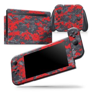 design skinz - compatible with nintendo switch oled console bundle - skin decal protective scratch-resistant removable vinyl wrap cover - red and gray digital camouflage