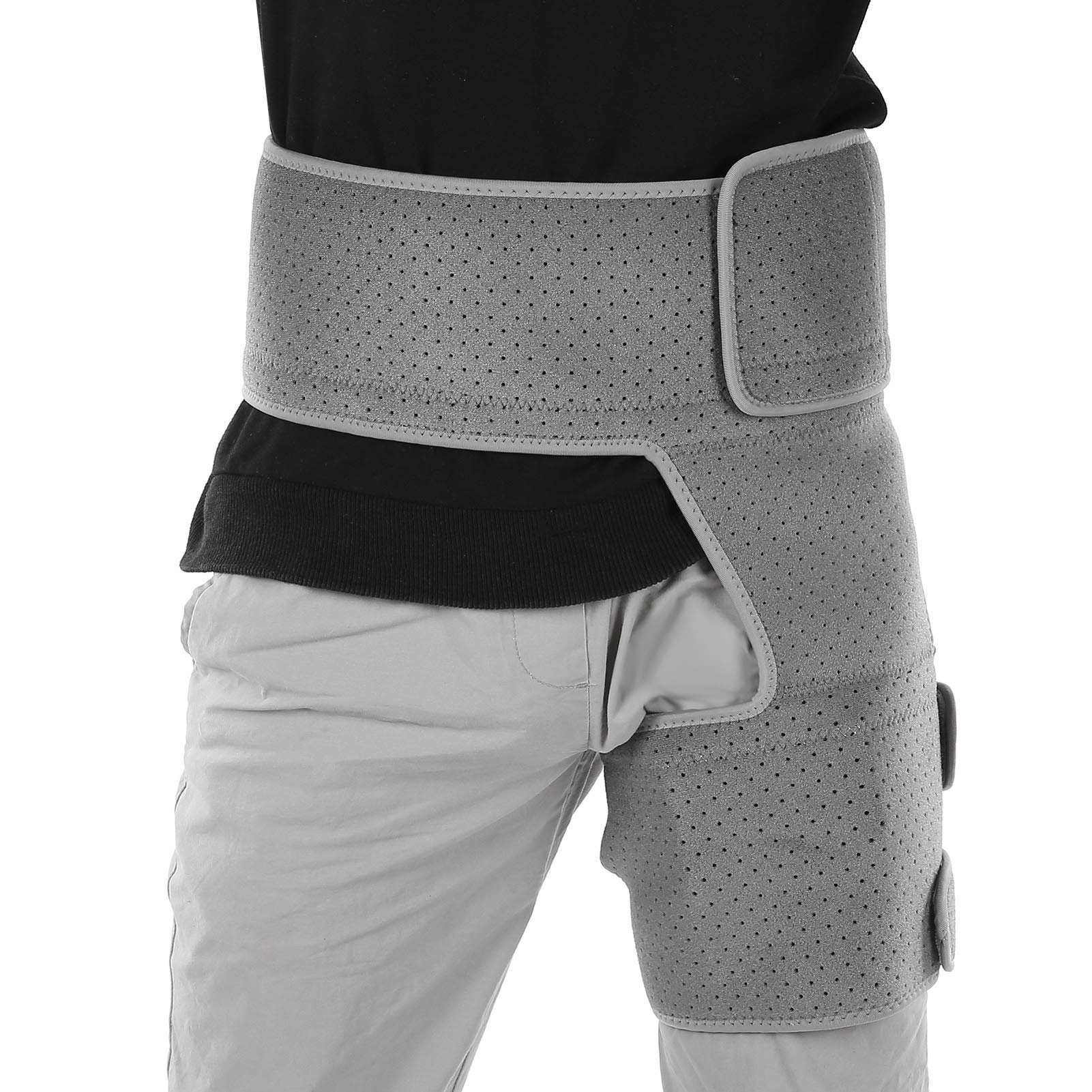 ZJchao Thigh Supports, Groin Wrap Adjustable Support for Hip Brace Ischialgia Relief Thigh Hamstring Compression Support Wrap Sacroiliac Joint Support Stabilizer Wraps Hip Support Groin Brace Wrap