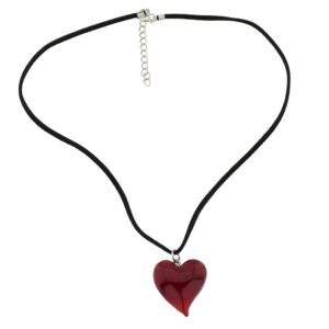 glass of venice passione italian red murano glass heart pendant necklace for women - handmade blown glass necklace made in italy