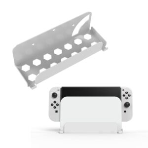 JDDWIN Switch OLED Wall Mount,Wall Mount for Switch/Switch OLED,All Metal Vertical Hanging On Wall (White)