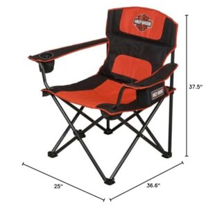 Harley-Davidson Bar & Shield Folding Chair w/Drink Holder, Cooler Pocket & Bag