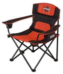 harley-davidson bar & shield folding chair w/drink holder, cooler pocket & bag