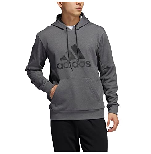 adidas Mens Standard Game and Go Pullover Hoodie, Dark Grey Heather, Medium