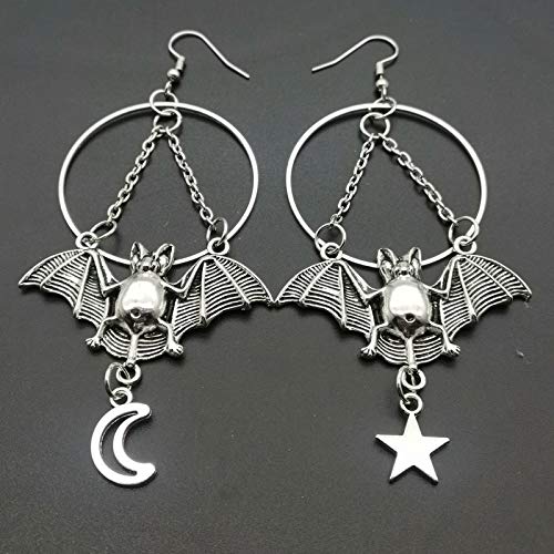 COGU 12 Pairs Gothic Punk Vintage Earrings Set Grunge Goth Punk Rock Harajuku Emo Jewelry Silver Bat Cross Snake Pentagram Sword Razor Blade Skeleton Raven Skull Evil Eye Vampire Death Halloween Earrings for Women with Delicate Gift Box