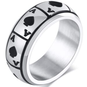 jude jewelers 8mm stainless steel back ace spade poker wedding games promise statement cocktail party biker ring (silver, 9)