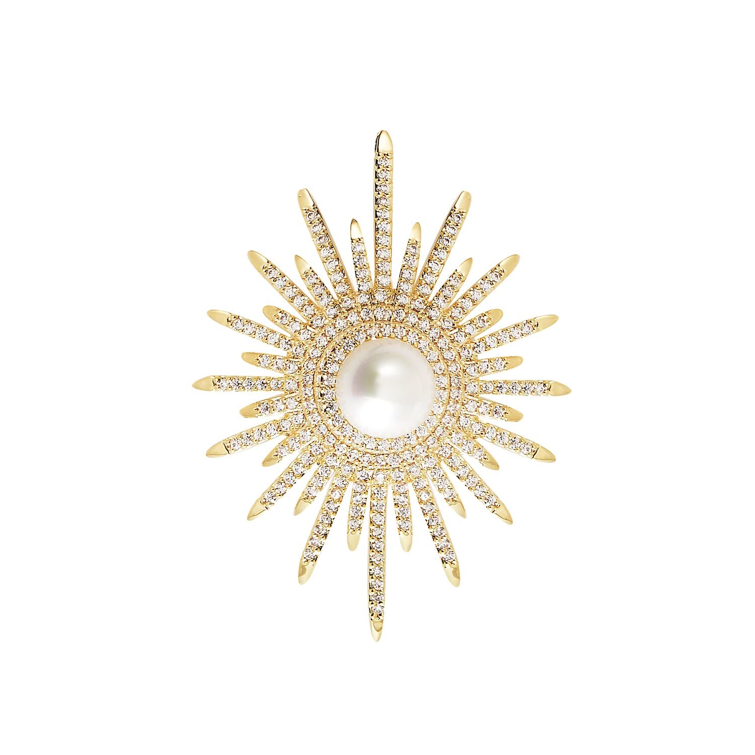 Rhinestone Pearl Brooch Pin for Women Gold Fashion Star Dress Jewelry