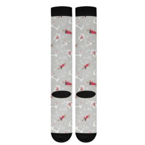 xigua New Year Christmas Cute Cats Dogs Bears Compression Socks 20-30mmHg Knee High Stockings for Sport Nursing - 2 Pairs