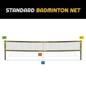 A11N Outdoor Badminton Set - Includes Anti-Sag Net, 4 Rackets, 2 Shuttlecocks, and Carrying Bag - for Backyard, Beach, and Park