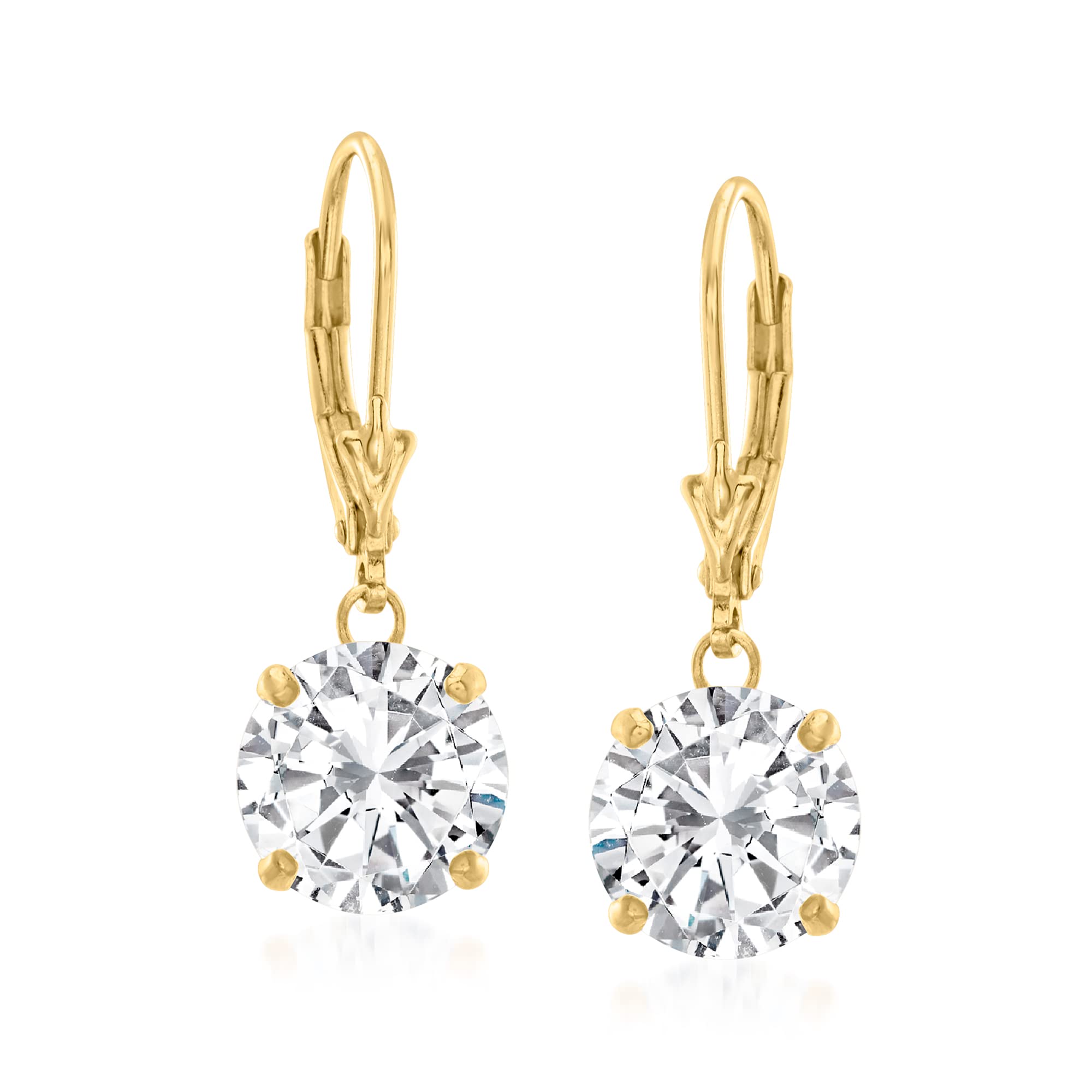 Ross-Simons 6.25 ct. t.w. CZ Drop Earrings in 18kt Gold Over Sterling