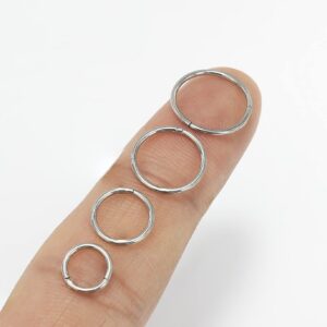 18G Surgical Steel Nose Rings Hoop Hinged Clicker Segment Helix Cartilage Daith Tragus Earrings Body Piercing Jewelry for Women Men Girls 6mm 8mm 10mm 12mm 4 pairs, Metal, No Gemstone