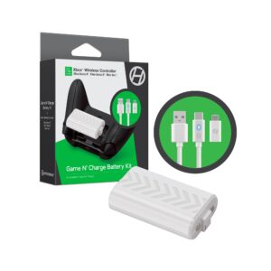 hyperkin "game n' charge" battery kit for xbox wireless controller (xbox series x/xbox series s) (white) - xbox series x;