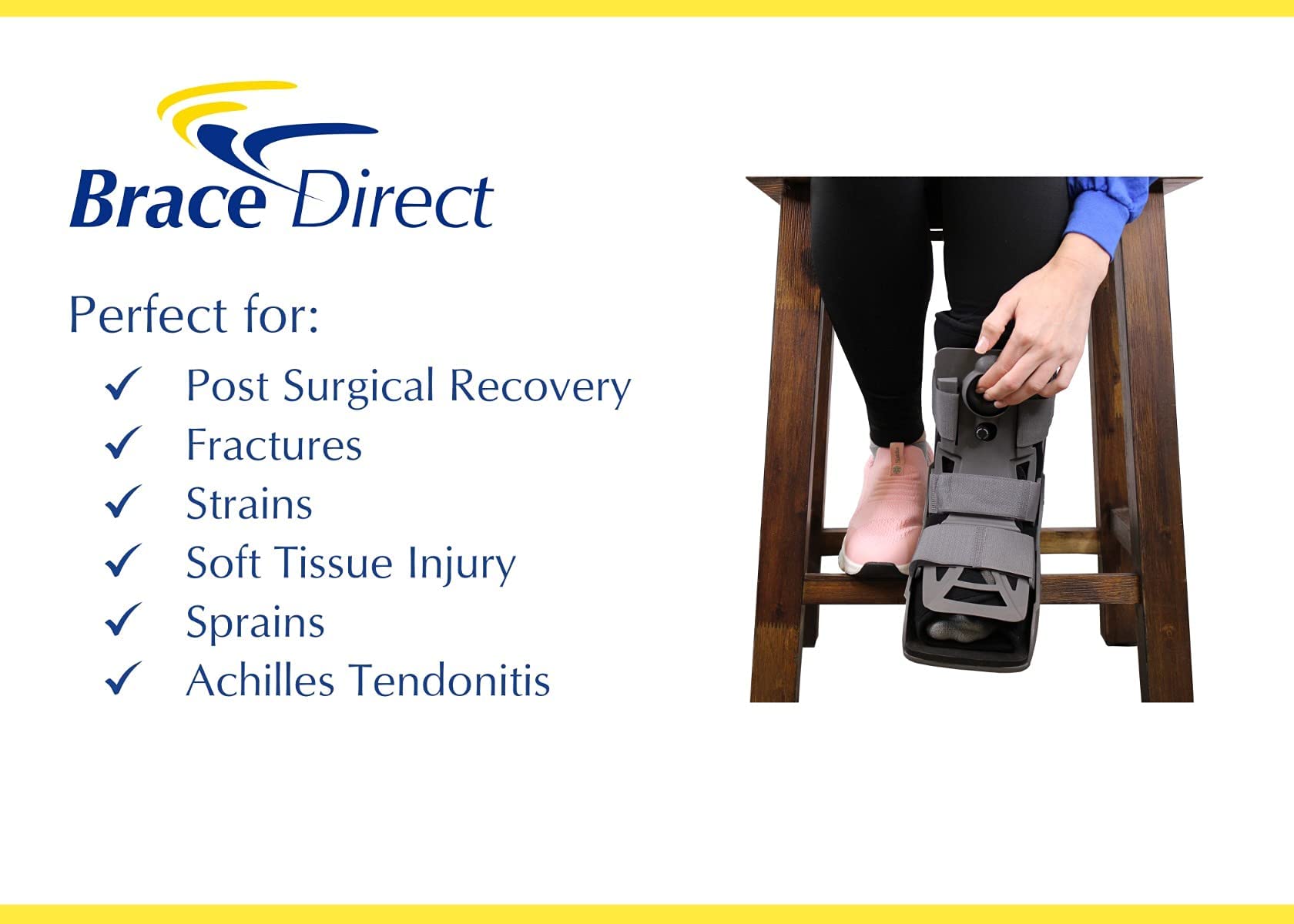 Brace Direct Full Shell Walker Boot (Lg) + Frozen Ice Cold Therapy Machine- Boot for Toe, Foot or Ankle Injury, Fractures, Sprains and Cold Circulating Therapy Unit