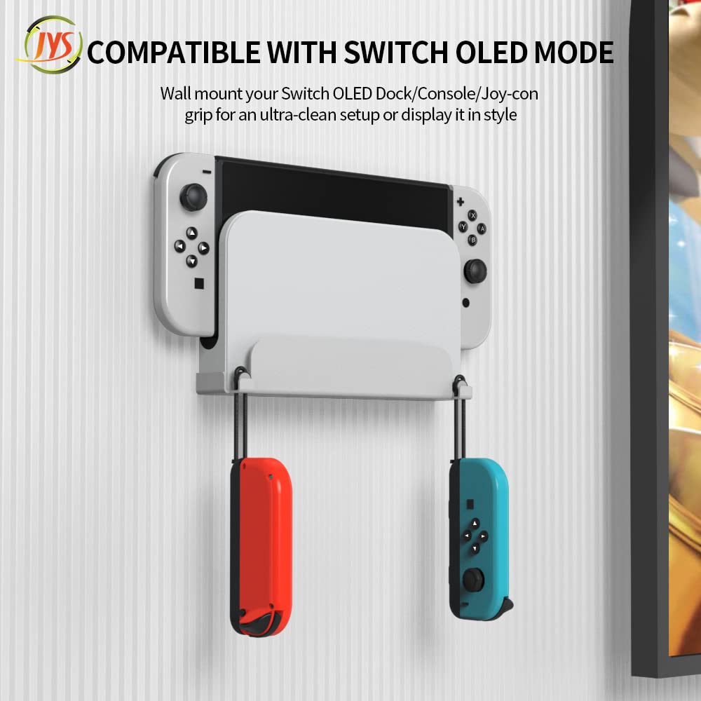 JDDWIN Switch OLED Wall Mount,Wall Mount for Switch/Switch OLED,All Metal Vertical Hanging On Wall (White)