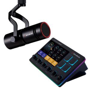 avermedia live streamer ax310 creator's control center + live steamer mic 330 dynamic microphone. content creator live streaming and broadcasting bundle