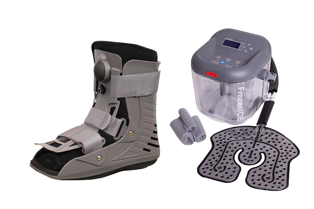 Brace Direct Full Shell Walker Boot (Lg) + Frozen Ice Cold Therapy Machine- Boot for Toe, Foot or Ankle Injury, Fractures, Sprains and Cold Circulating Therapy Unit