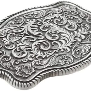 QQA Native Silver Floral Belt Buckle Birthday Party Holiday Gifts Cowboy Belt Buckles for Men Women