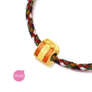 CHOW SANG SANG 999 24K Solid Gold Cultural Omamori Mini Charme Bracelet for Women 92668C (Gold, 17 CM)