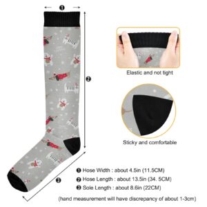 xigua New Year Christmas Cute Cats Dogs Bears Compression Socks 20-30mmHg Knee High Stockings for Sport Nursing - 2 Pairs