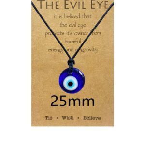 Long tiantian Evil Eye Necklace for Women Blue Turkish Leather Rope Eye Necklace Ojo Necklace Evil Eye Pendant Necklace Third Eye Lucky Protection Necklace (0.98in pendant 17.7in rope)…