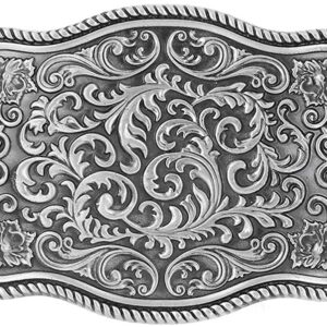 QQA Native Silver Floral Belt Buckle Birthday Party Holiday Gifts Cowboy Belt Buckles for Men Women