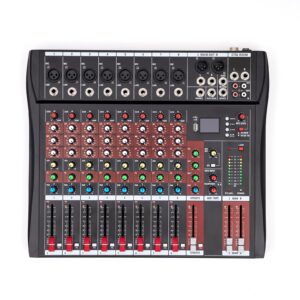 8 channel mixing console audio mixer bluetooth studio audio mixer sound mixing console desk system interface with usb drive for pc recording ac 110v