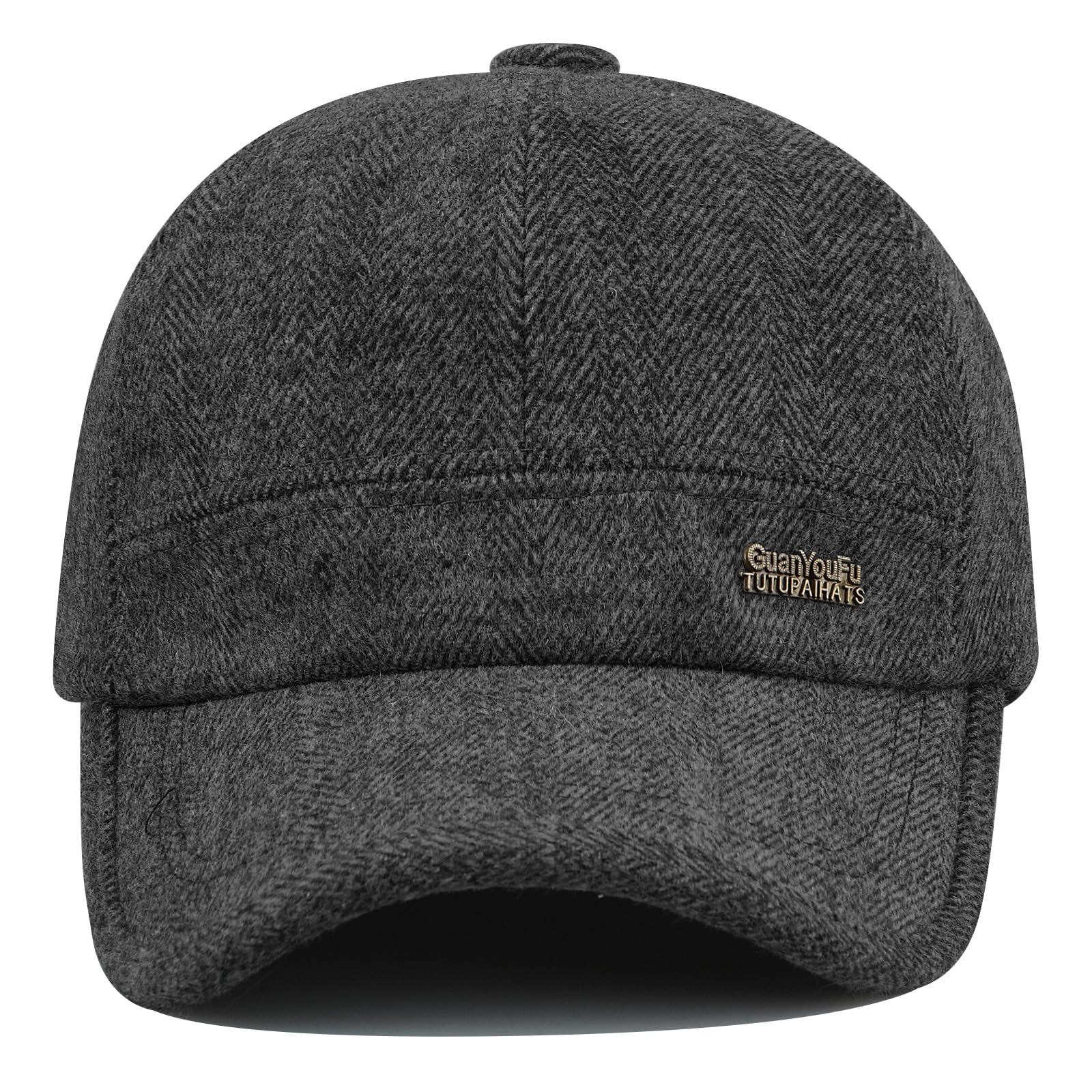 Croogo Men's Winter Warm Baseball Cap with Earflap Everyday Premium Dad Golf Hat Adjustable Polo Style Curved Brim,Gray-GSDT4