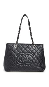 chanel women's pre-loved grand shopping tote, caviar, black, one size