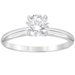 beyond brilliance 0.75 carat round cut solitaire lab grown diamond engagement ring for women (vs-si) 14k white gold fine jewelry, gift box included (size 7)