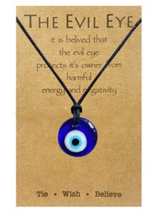 long tiantian evil eye necklace for women blue turkish leather rope eye necklace ojo necklace evil eye pendant necklace third eye lucky protection necklace (0.98in pendant 17.7in rope)…