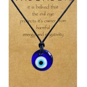 Long tiantian Evil Eye Necklace for Women Blue Turkish Leather Rope Eye Necklace Ojo Necklace Evil Eye Pendant Necklace Third Eye Lucky Protection Necklace (0.98in pendant 17.7in rope)…