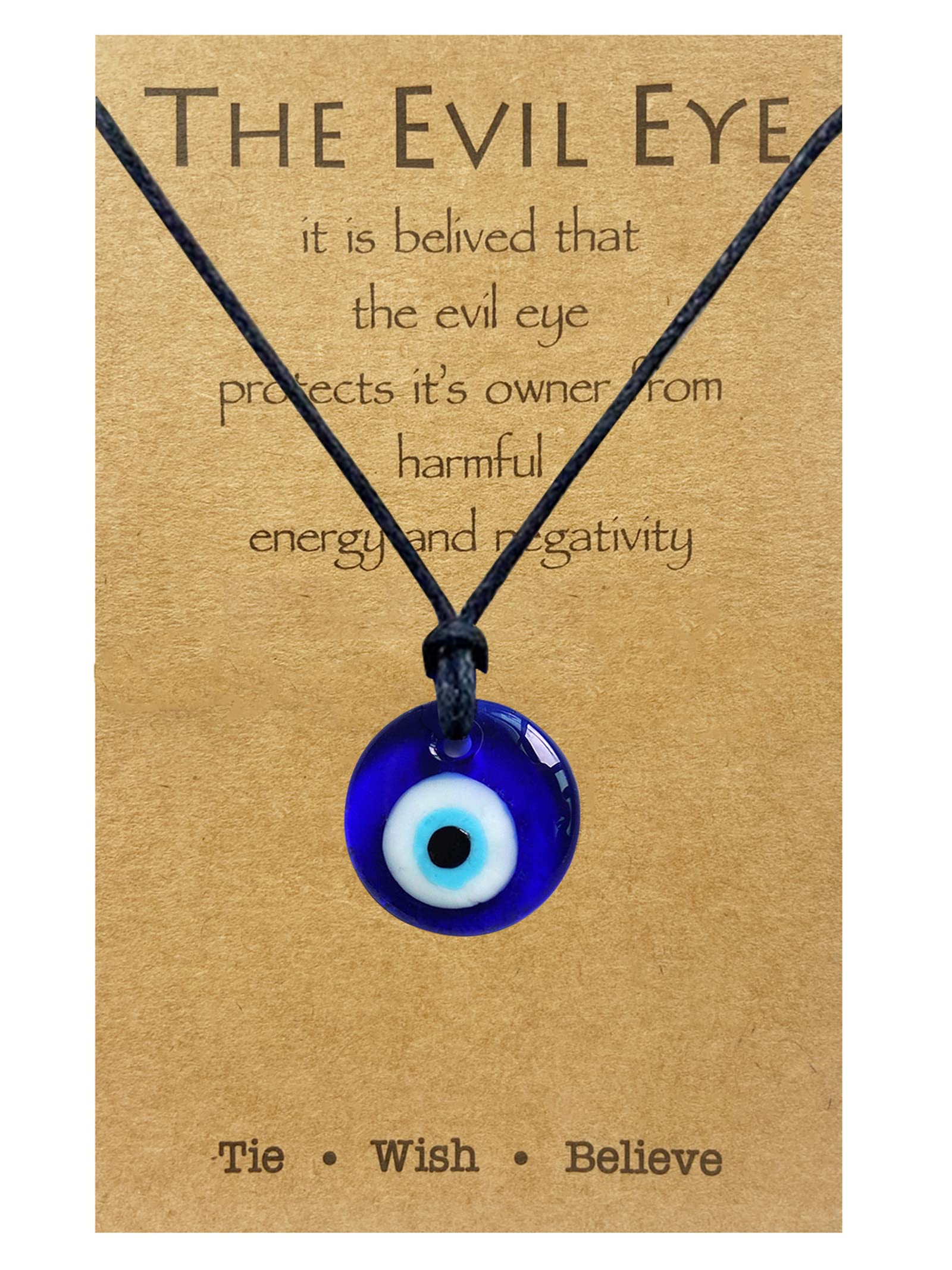 Long tiantian Evil Eye Necklace for Women Blue Turkish Leather Rope Eye Necklace Ojo Necklace Evil Eye Pendant Necklace Third Eye Lucky Protection Necklace (0.98in pendant 17.7in rope)…