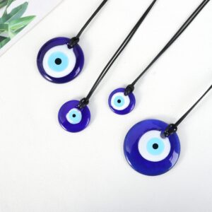 Long tiantian Evil Eye Necklace for Women Blue Turkish Leather Rope Eye Necklace Ojo Necklace Evil Eye Pendant Necklace Third Eye Lucky Protection Necklace (0.98in pendant 17.7in rope)…