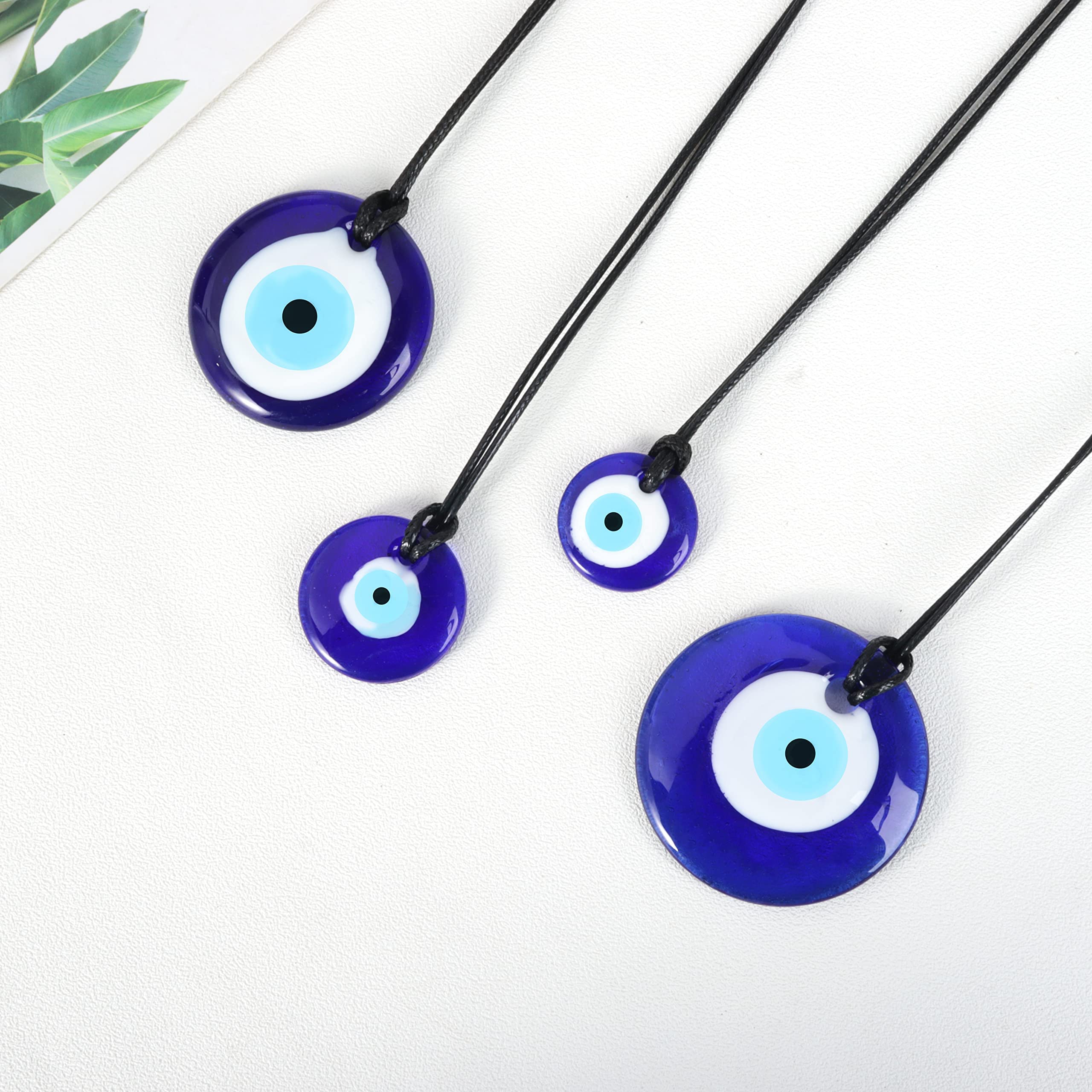 Long tiantian Evil Eye Necklace for Women Blue Turkish Leather Rope Eye Necklace Ojo Necklace Evil Eye Pendant Necklace Third Eye Lucky Protection Necklace (0.98in pendant 17.7in rope)…