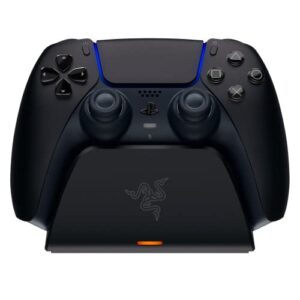 razer quick charging stand for playstation 5: - curved cradle design - matches ps5 dualsense wireless controller - one-handed navigation - usb powered - black (controller sold separately)