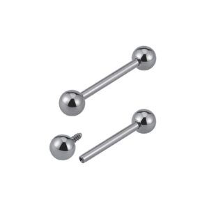 fine4u 14g nipple | tongue rings piercing jewelry titanium - astm f136 titanium straight barbell for women & men, internally threaded hypoallergenic (14g × 16mm × 5mm)