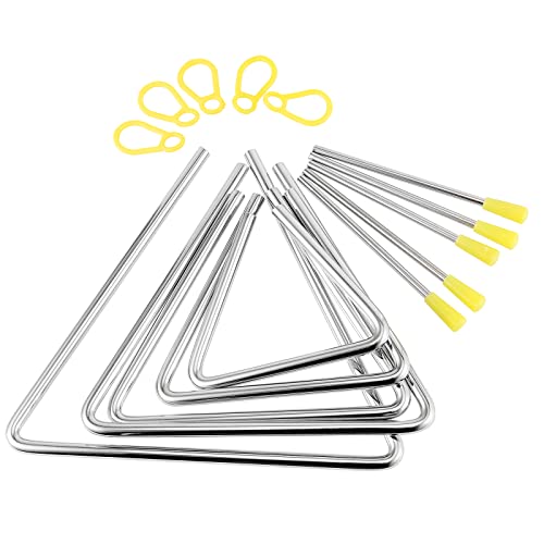 MUKCHAP 6 Pack Musical Triangle Instrument Set, 4, 5, 6, 7, 8, 9 Inch Musical Triangle with Striker, Musical Steel Triangle Percussion Instrument for Rhythm Education and Ornament