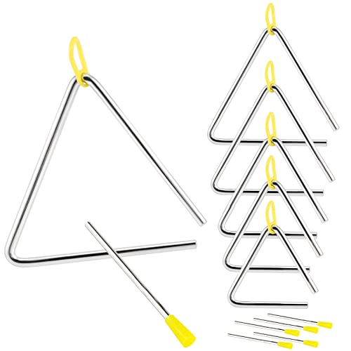 MUKCHAP 6 Pack Musical Triangle Instrument Set, 4, 5, 6, 7, 8, 9 Inch Musical Triangle with Striker, Musical Steel Triangle Percussion Instrument for Rhythm Education and Ornament