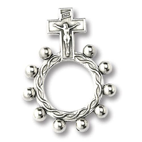 Generico Rosary Ring Silver Oxidized Double Sided 6 Pack 100% Made in Italy