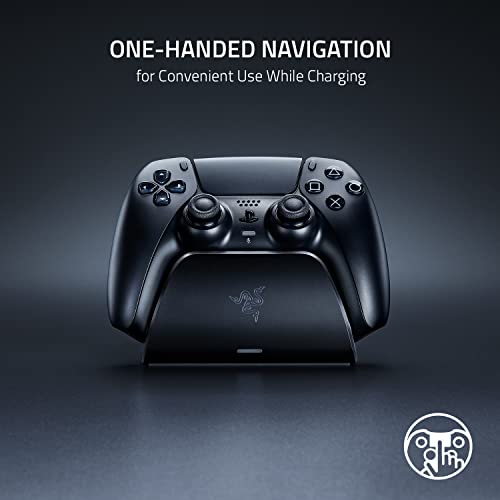 Razer Quick Charging Stand for PlayStation 5: - Curved Cradle Design - Matches PS5 DualSense Wireless Controller - One-Handed Navigation - USB Powered - Black (Controller Sold Separately)