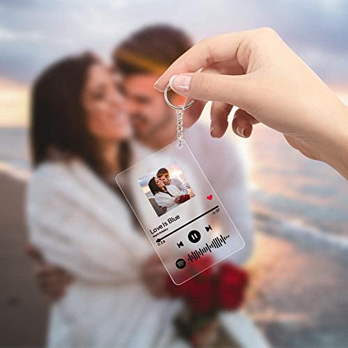 Custom Spotify Keychain with Picture,Custom Scannable Spotify Music Song Code Keychain, Photo Gift for Friends/Lover/Father/Mother/Kids, Square, 2'*3'