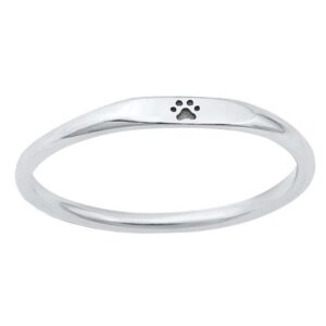 perfectjewelz dog's paw print stackable ring 925 sterling silver 2.2mm size 6