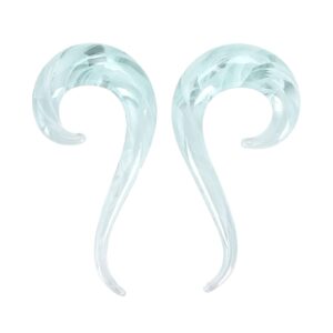 yofanst 2pcs glass teardrop spiral ear gauges twist hanger stretchers piercing jewelry, clear 00g