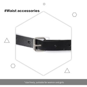 BODIY Punk Women Waist Belts PU Leather Fashion Body Chain Belt Circle Rave Halloween Accessories Belt Adjustable Gothic (Black-04)